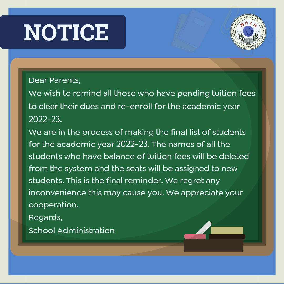 School Director's Message - Middle East International School