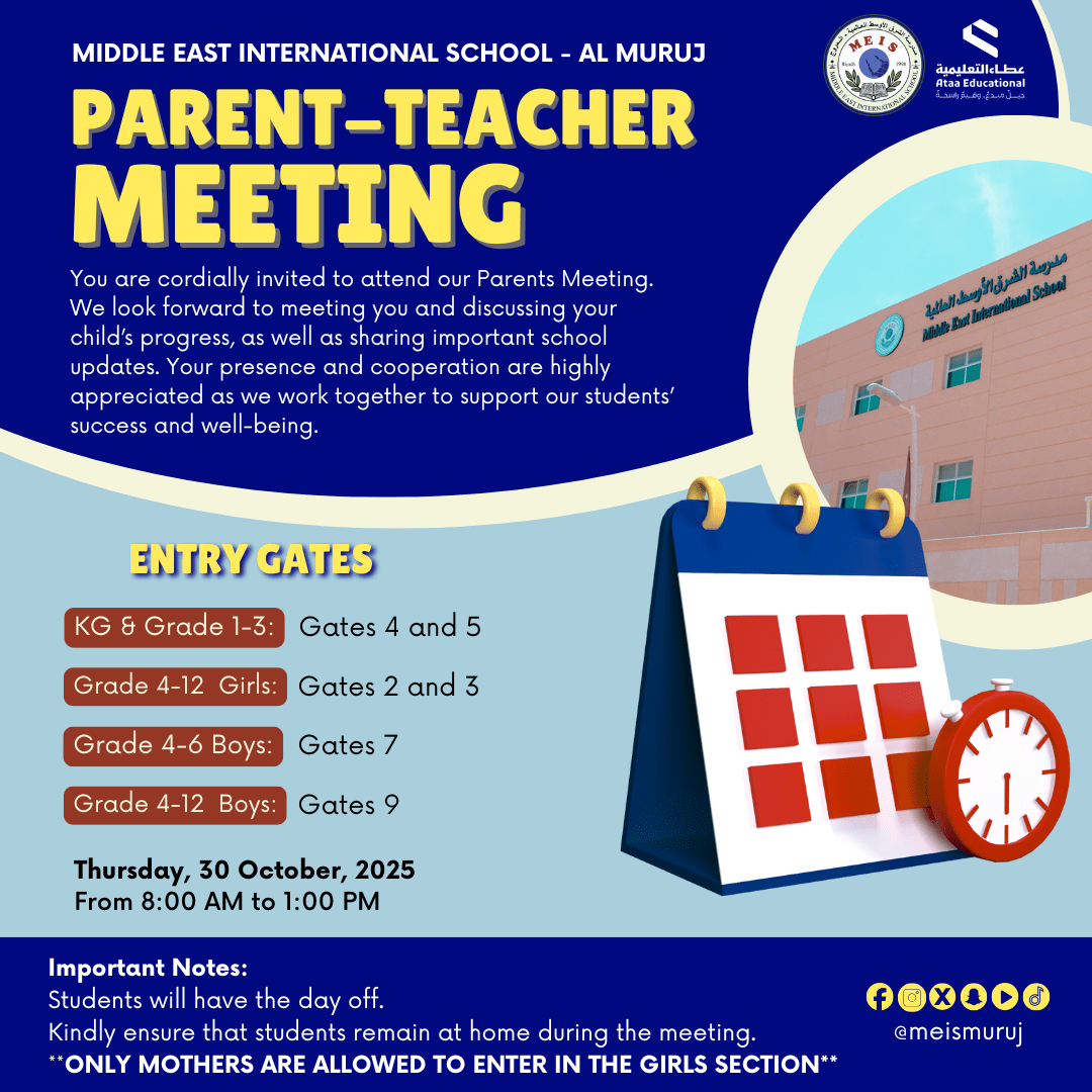 1st Parent Teacher meeting for academic year 2025-26 - Middle East ...